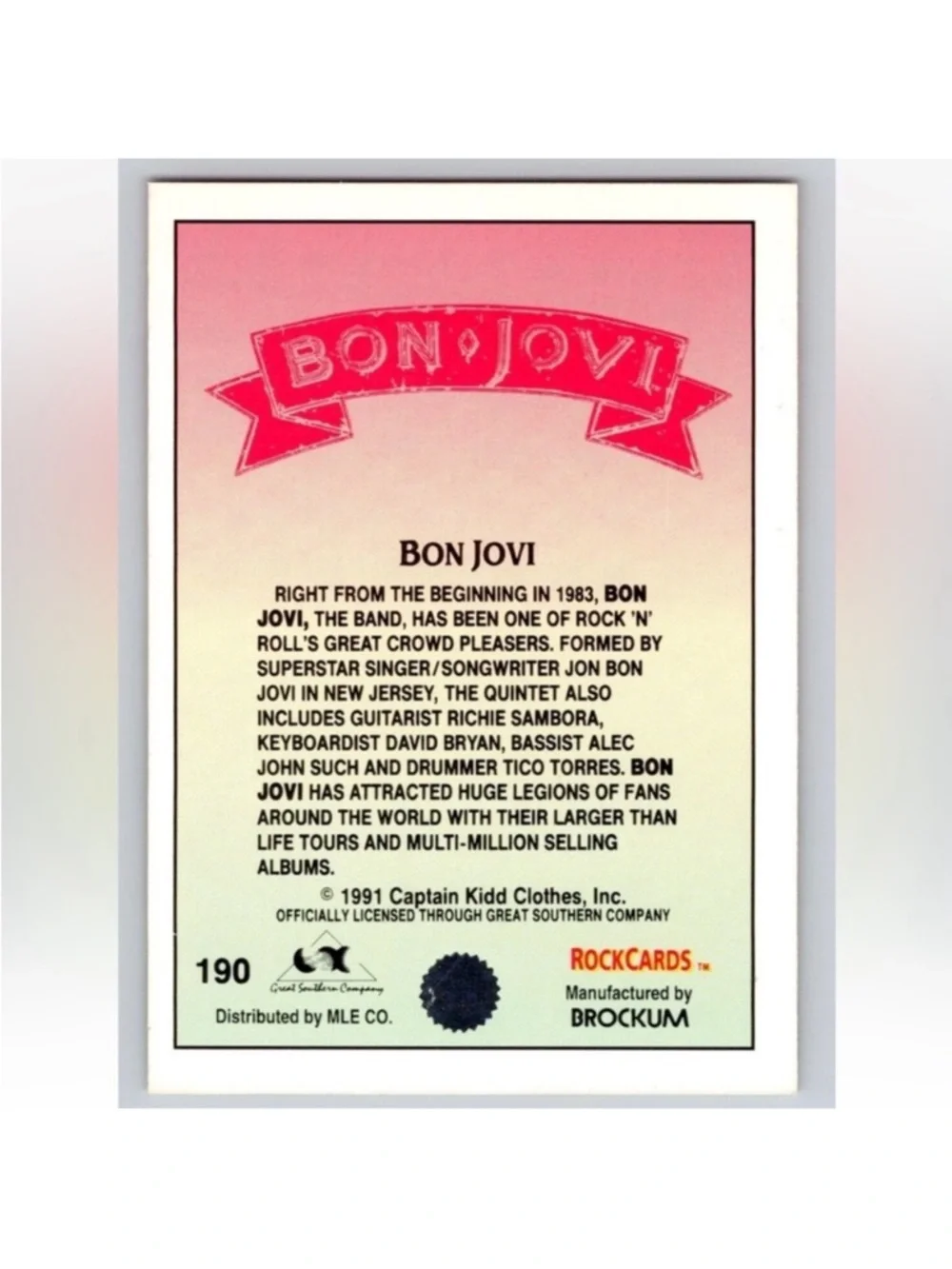 Rock Cards | Other | Sale 3 Jon Bon Jovi 991 Rock Band Heavy Metal ...